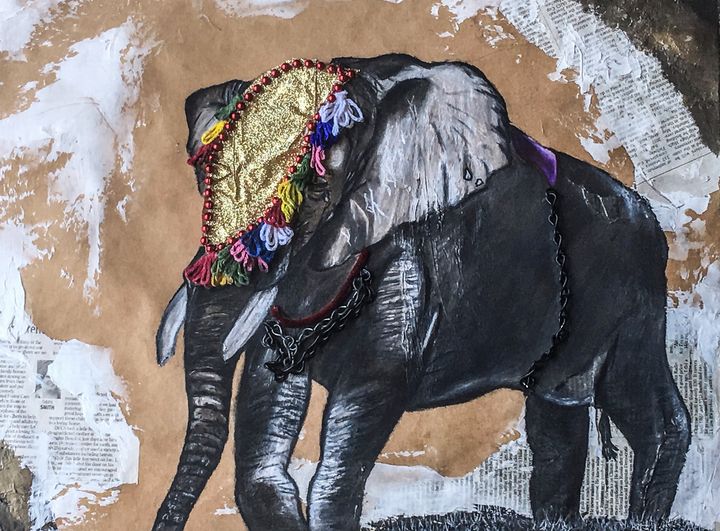 Chained elephant - Illicit art - Paintings & Prints, Animals, Birds ...