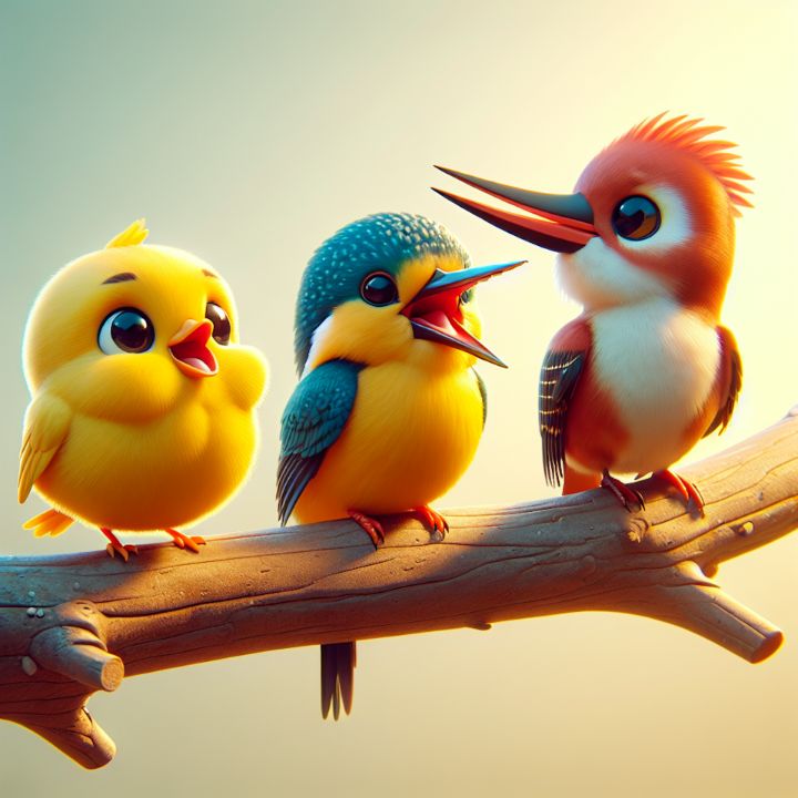 3 Chirpy Bird Buddies - Coloring My World Art - Digital Art & AI ...