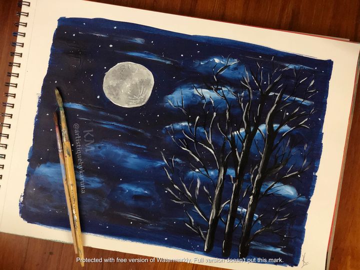 Blue Moon - Artistique by Karuna - Paintings & Prints, Astronomy ...