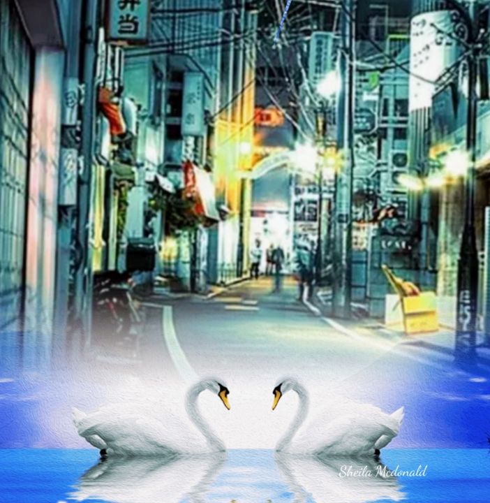 Swans Crossing - Art On Wheels - Paintings & Prints, Animals, Birds ...