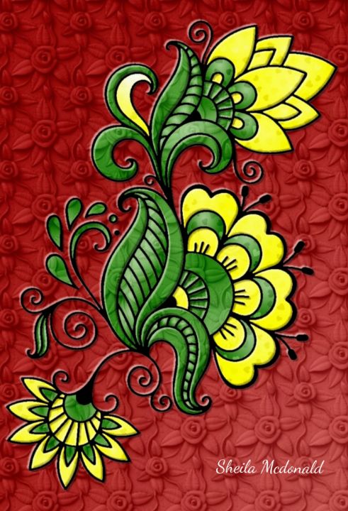 Flowers and Vines - Art On Wheels - Drawings & Illustration, Abstract ...