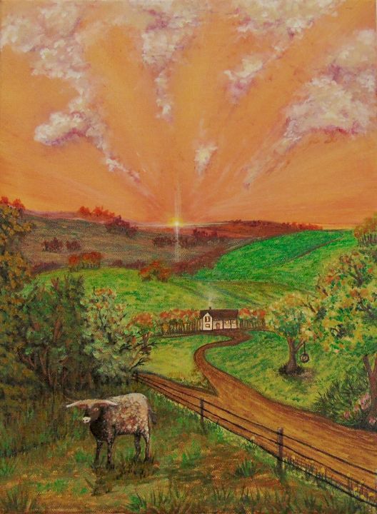 Friends With a Longhorn - Jessey Rose - Paintings & Prints, Animals ...