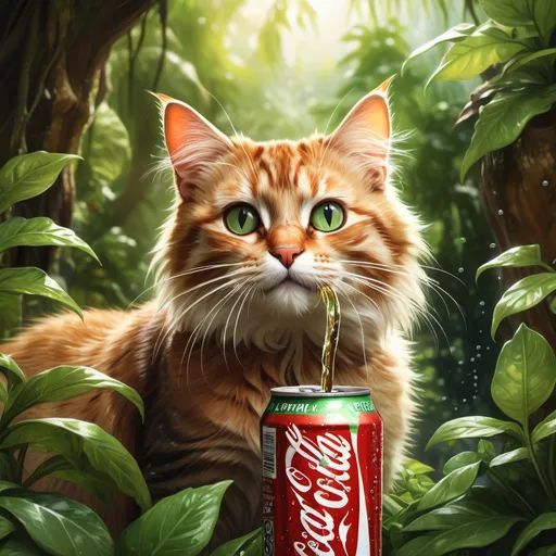 Cat drinking Coca Cola in the Jungle - E-Art Gallery by US - Digital Art & AI, Animals, Birds ...