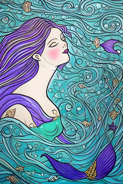 Mermaid Portrait Illustration - Use2 - Digital Art, Fantasy & Mythology ...