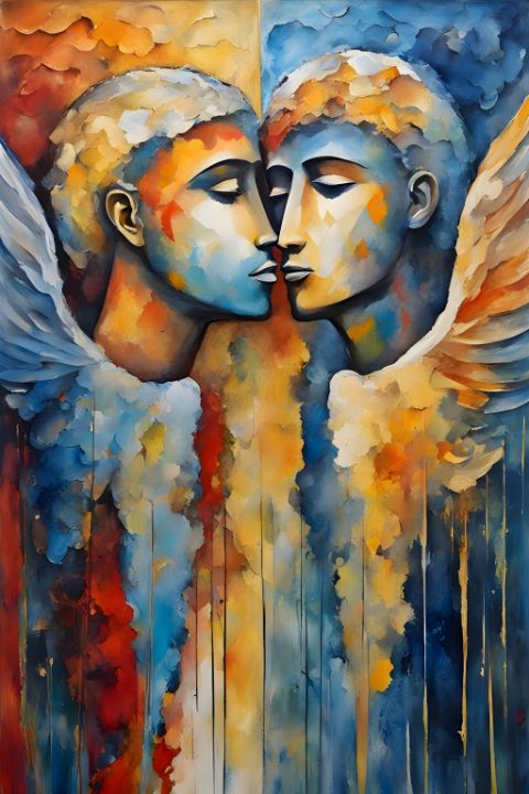 “Divine Kiss of Two Angels” - Use2 - Digital Art & AI, Abstract ...