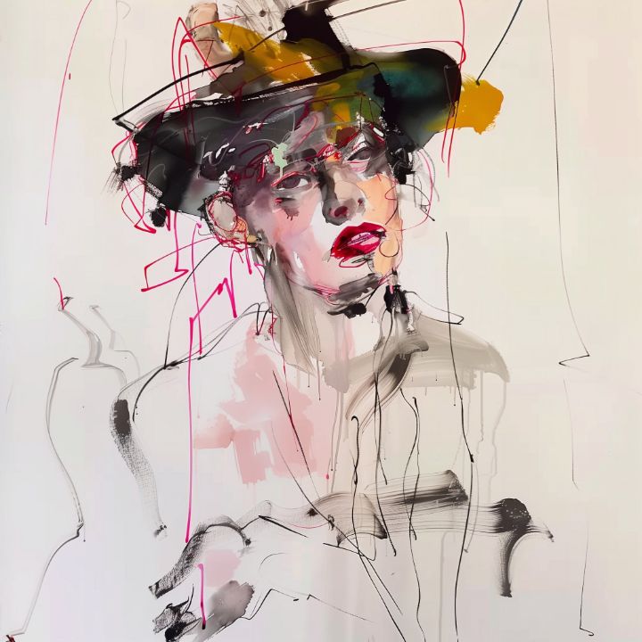 Dynamic Abstract Woman Portrait. - Daheaven Art - Paintings & Prints ...