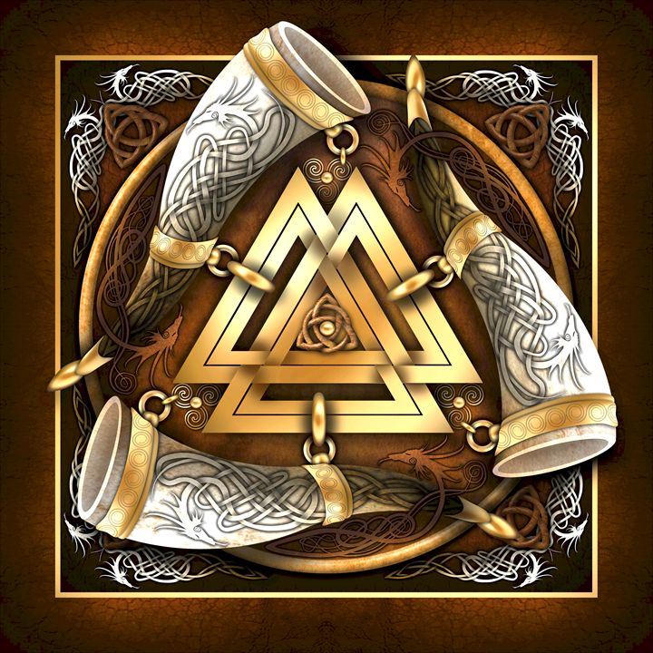 Norse Triple Horns And Valknut - Naumaddic Arts - Digital Art & AI ...