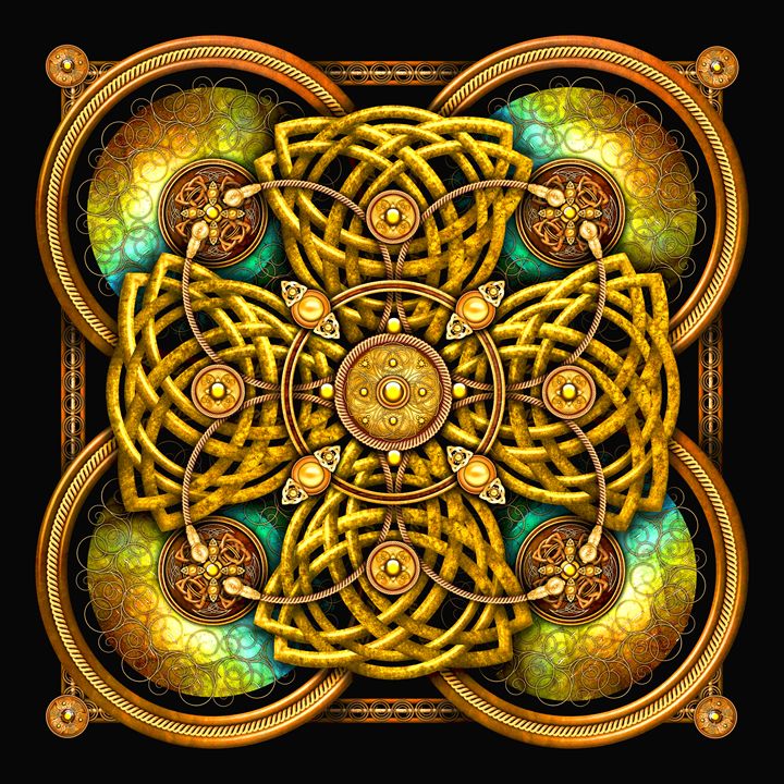 Golden Yellow Celtic Cross Tapestry - Naumaddic Arts - Digital Art ...