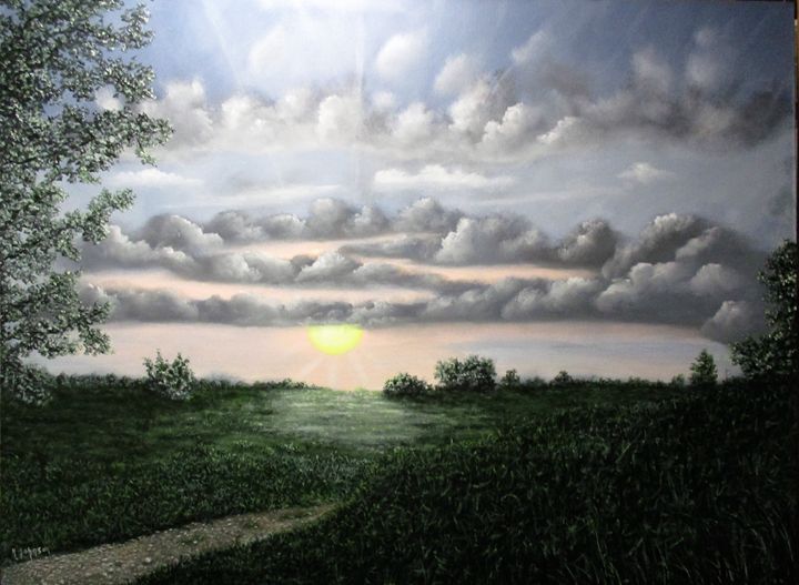 Countryside Sunset - Inspired Art by K - Paintings & Prints, Landscapes ...