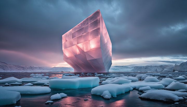 pink iceberg in the ocean - dark black - Digital Art, Landscapes ...