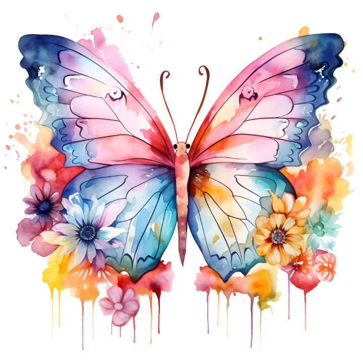 Colorful magic butterfly watercolor - DME.ARTS - Drawings ...