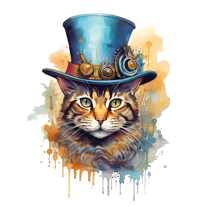 Steampunk Cat with Victorian Hat - DME.ARTS - Digital Art & AI, Animals ...