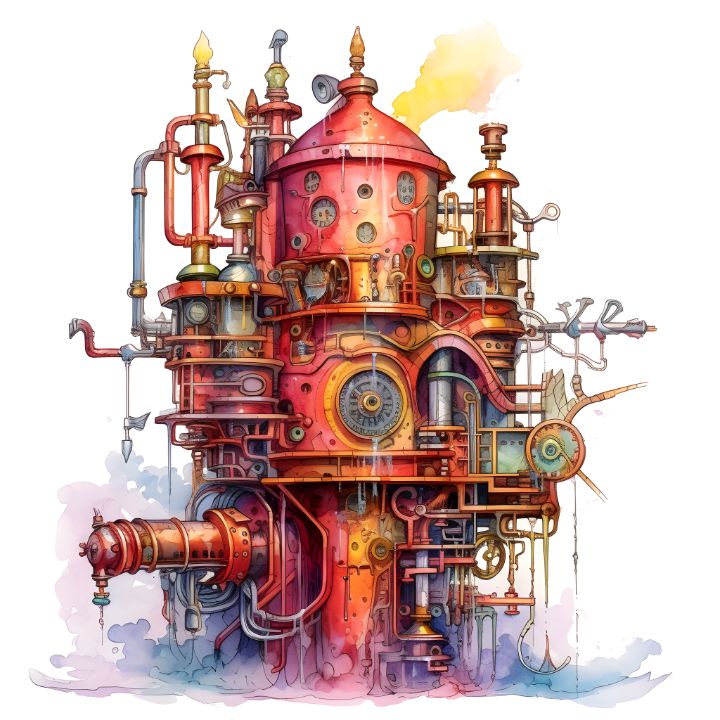 Steampunk Factory Mechanisms - DME.ARTS - Digital Art & AI, Buildings ...