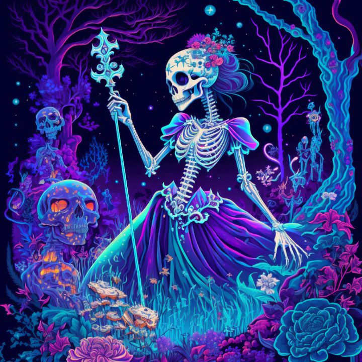 Neon Mystery Skeleton - Neon Mirra - Digital Art & AI, Fantasy ...