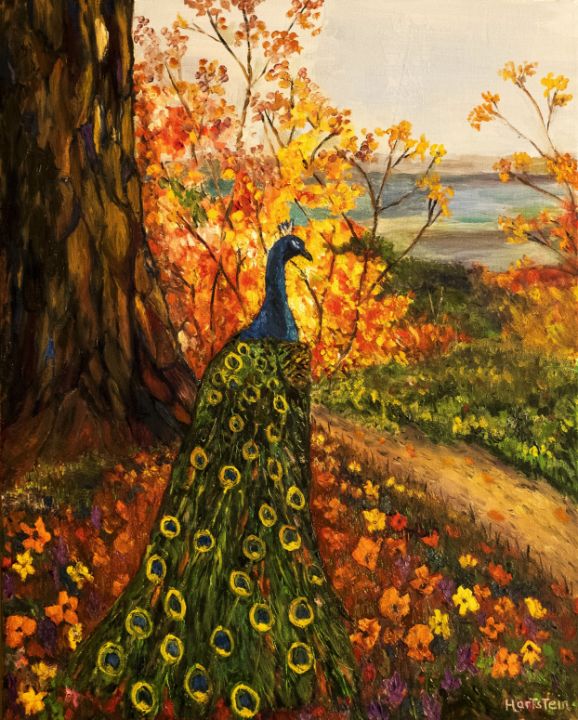 Peacock On The Hill - Paintings by Michael Hartstein - Paintings ...