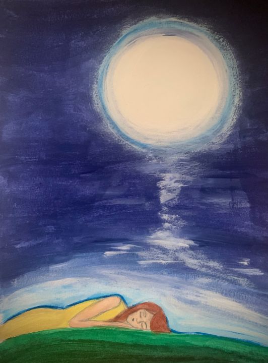Moon Bathing - FlyWithKindness - Paintings & Prints, Fantasy ...