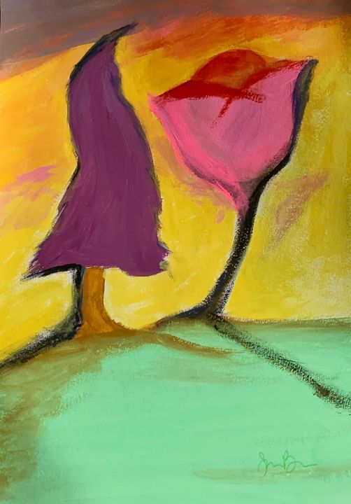 Sunset with Purple Tree - FlyWithKindness - Paintings & Prints ...