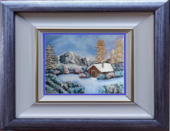 Golden pines on winter time - Fine Art Boban Studio - Paintings ...