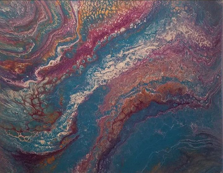 Layers of Blue and Purple Painting - Michelle Kathleen Art - Paintings ...