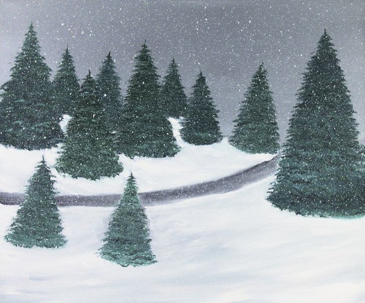 Snowfall on the trail - Richersd Art Studios, LLC - Paintings & Prints ...