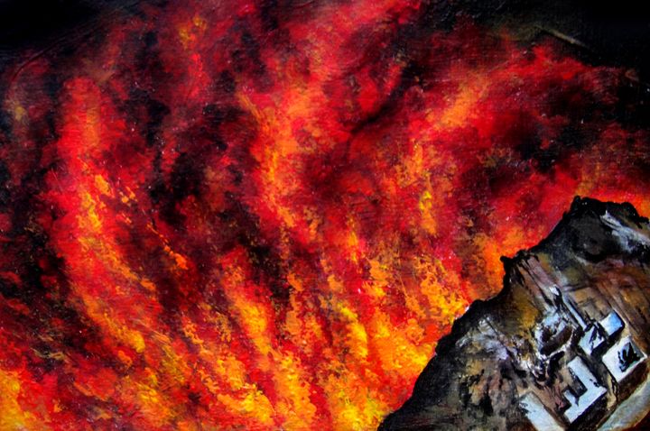 Space fire, asteroid & ruins of city - Sofia Goldberg's Gallery ...