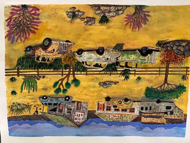 Ghost town with abandoned cars - Ron, R - Paintings & Prints, Places ...