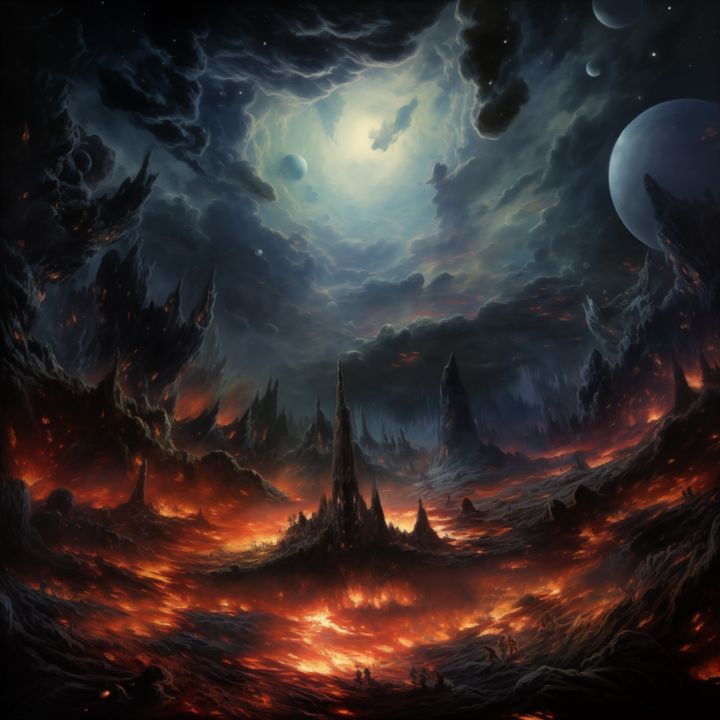 Heaven And Hell Fantasy Painting - Art Print Gallery - Digital Art & AI ...