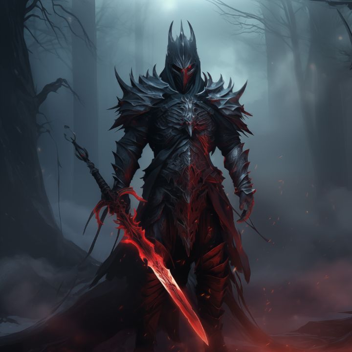 Dark Warrior With Fireblade Art - Art Print Gallery - Digital Art & AI ...