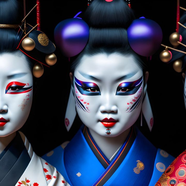 Geisha Collection V – 1 - Peter Haeder Art - Digital Art & AI, Ethnic, Cultural, & Tribal, Asian ...