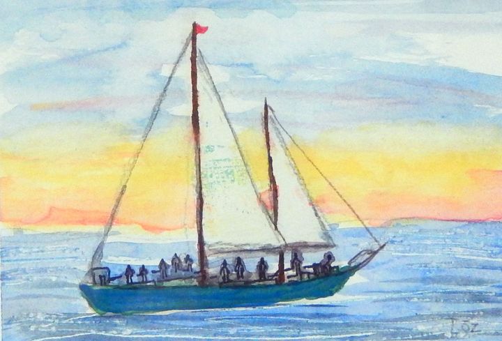 sailboat race crew - Toz - Paintings & Prints, Landscapes & Nature ...