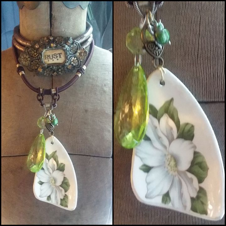 Green floral - RUST JEWELRY - Jewelry, Necklaces & Chains - ArtPal