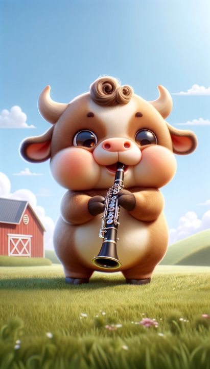 Bull playing clarinet - Clarinet U - Digital Art, Animals, Birds ...