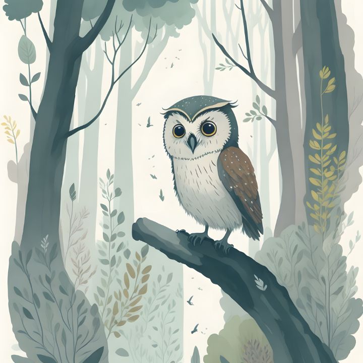 Little lost owl - Jesse Two-Moods - Digital Art & AI, Animals, Birds, & Fish, Birds, Owls - ArtPal
