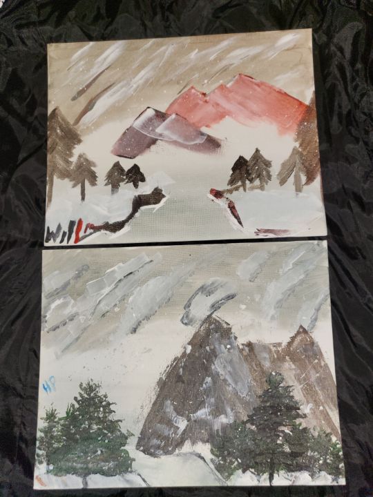 Far and close snowy Night - W&H Works - Paintings & Prints, Landscapes ...