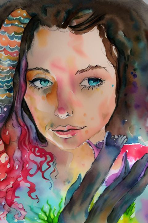 Artist self portrait - The pee dee pixie - Paintings & Prints, People & Figures, Portraits ...