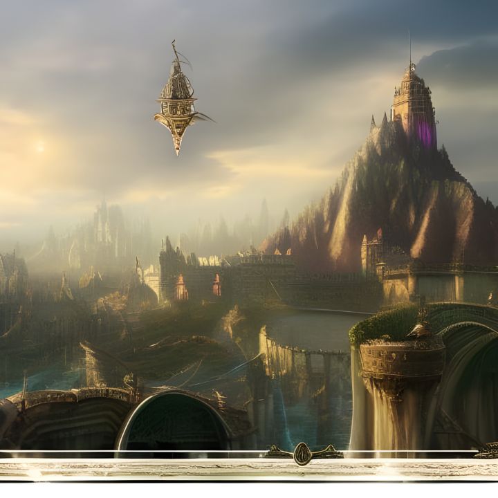 Mountain Castle with Floating Island - Ink Fist Design - Drawings ...