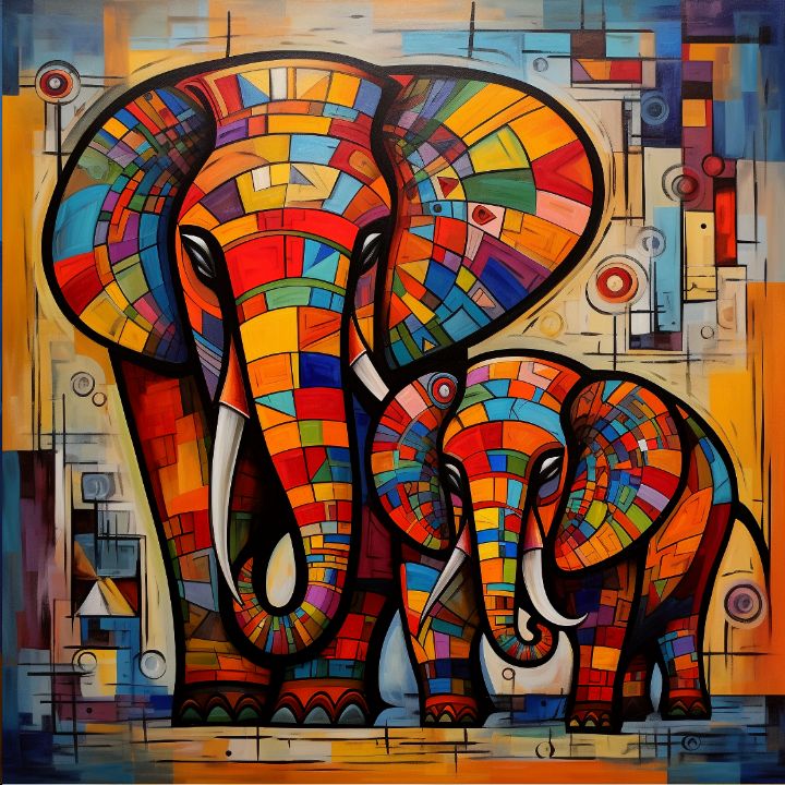Colorful Elephants - Bob Rupp - Digital Art, Abstract, Organic - ArtPal