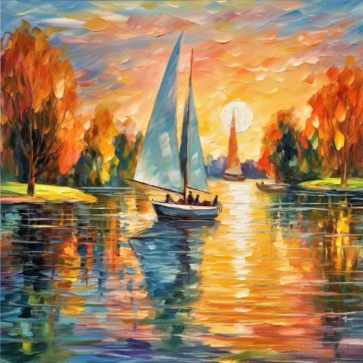 Sailing On Breezy Waters at Sunset - Bob Rupp - Digital Art, Vehicles ...