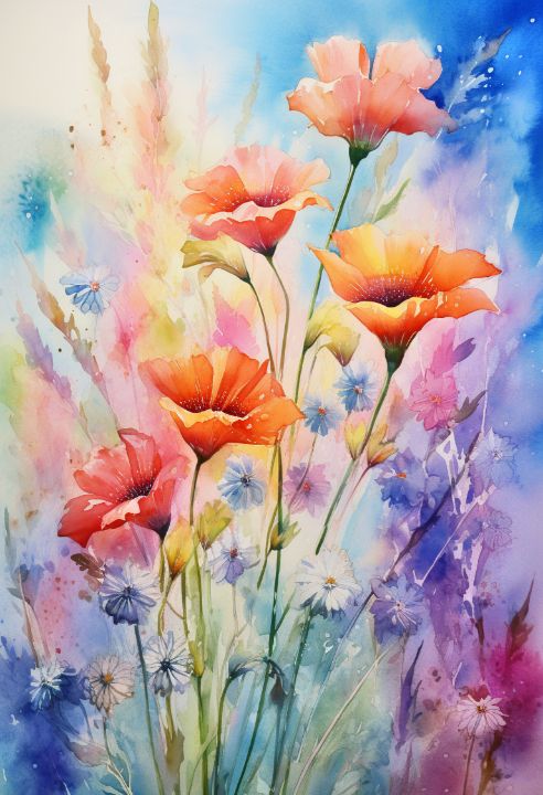 Colorful Wild Flowers - Bob Rupp - Digital Art & AI, Flowers, Plants ...