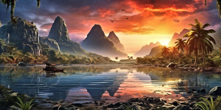 Jungle Water Reflections Sunset - Bob Rupp - Digital Art & AI ...