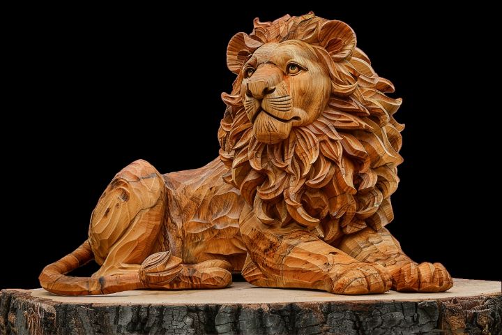 Proud Lion Wood Carving - Bob Rupp - Digital Art & AI, Animals, Birds ...