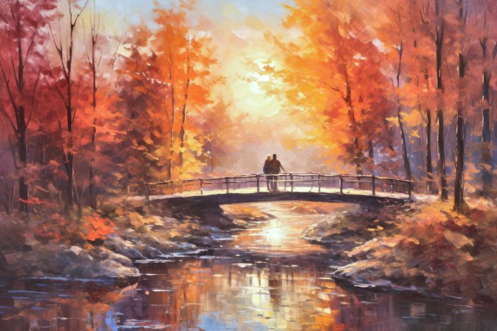 A Fall Walk Across a Bridge - Bob Rupp - Digital Art & AI, People ...