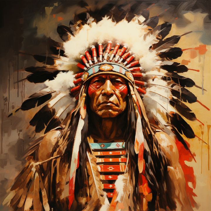 American Indian Chief in Full Dress - Bob Rupp - Digital Art & AI ...