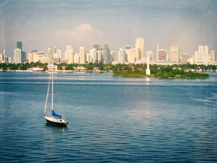 Vintage Miami Skyline 2 - Perkins Designs - Photography, Buildings ...