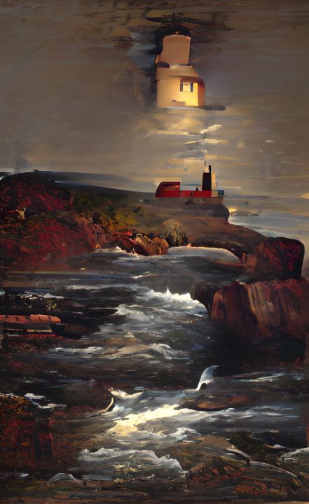 The lighthouse beyond the falls - Wenchy’s Abstract Art - Digital Art ...