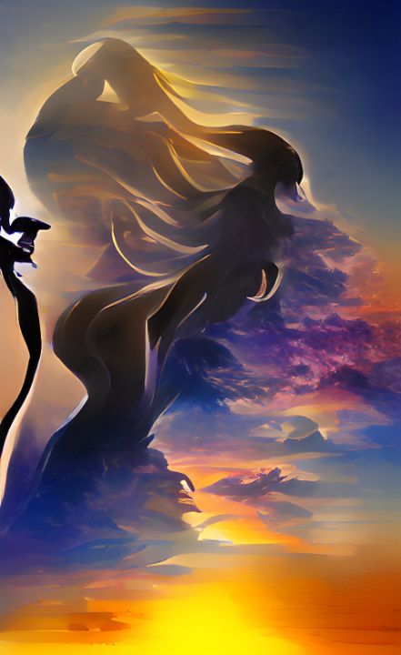 Her Sunset Silhouette - Wenchy’s Abstract Art - Digital Art & AI ...