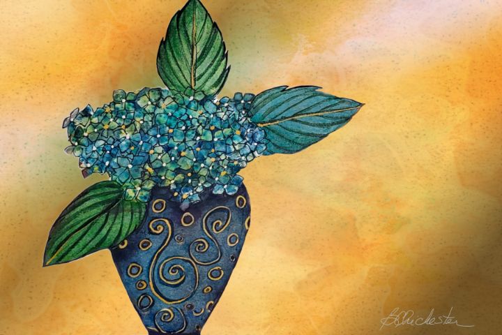 Hydrangea in Indigo - Barbara Chichester - Paintings & Prints, Flowers ...