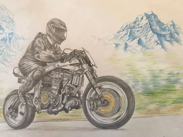 speeding motorbike - bert Eaglefield art - Drawings & Illustration ...