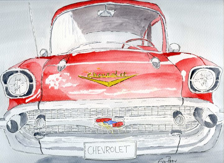 Chevrolet - Red - Eva Asons Art - Paintings & Prints, Vehicles ...