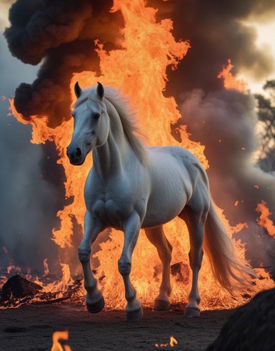 white horse saving his life - hit fit collection - Digital Art & AI ...